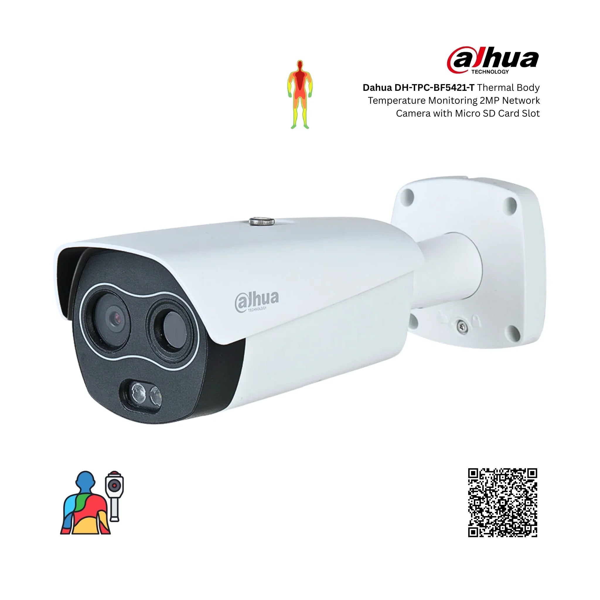 Dahua thermal body temperature monitoring camera on a white background