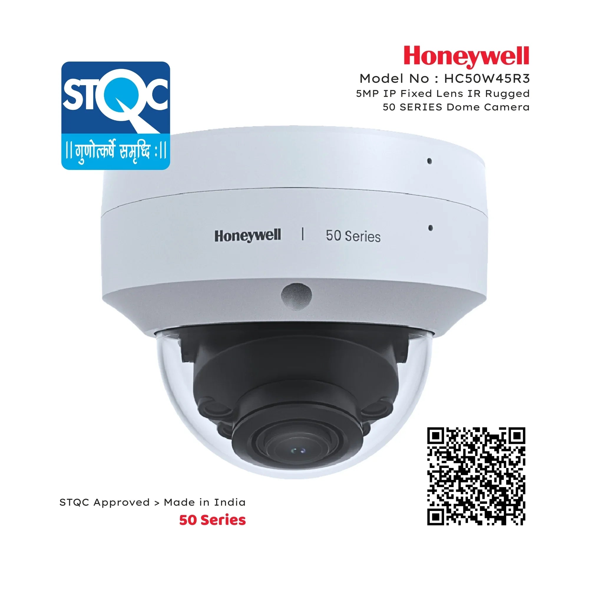 Honeywell HC50W45R3 5MP IP Fixed Lens IR Rugged 50 SERIES Dome Camera ...