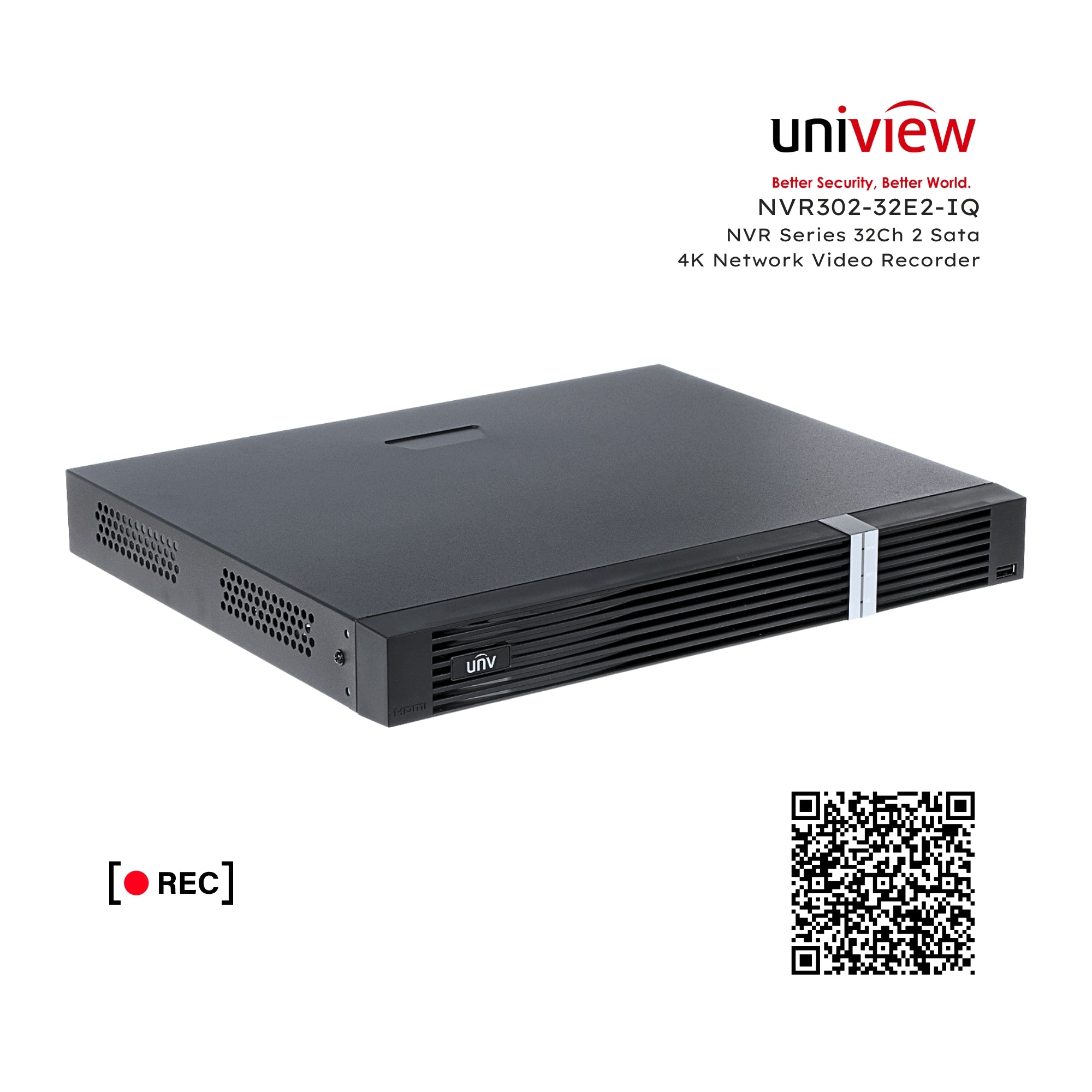 UNV Uniview NVR302-32E2-IQ NVR Series 32Ch 2 Sata 4K Network Video Rec ...
