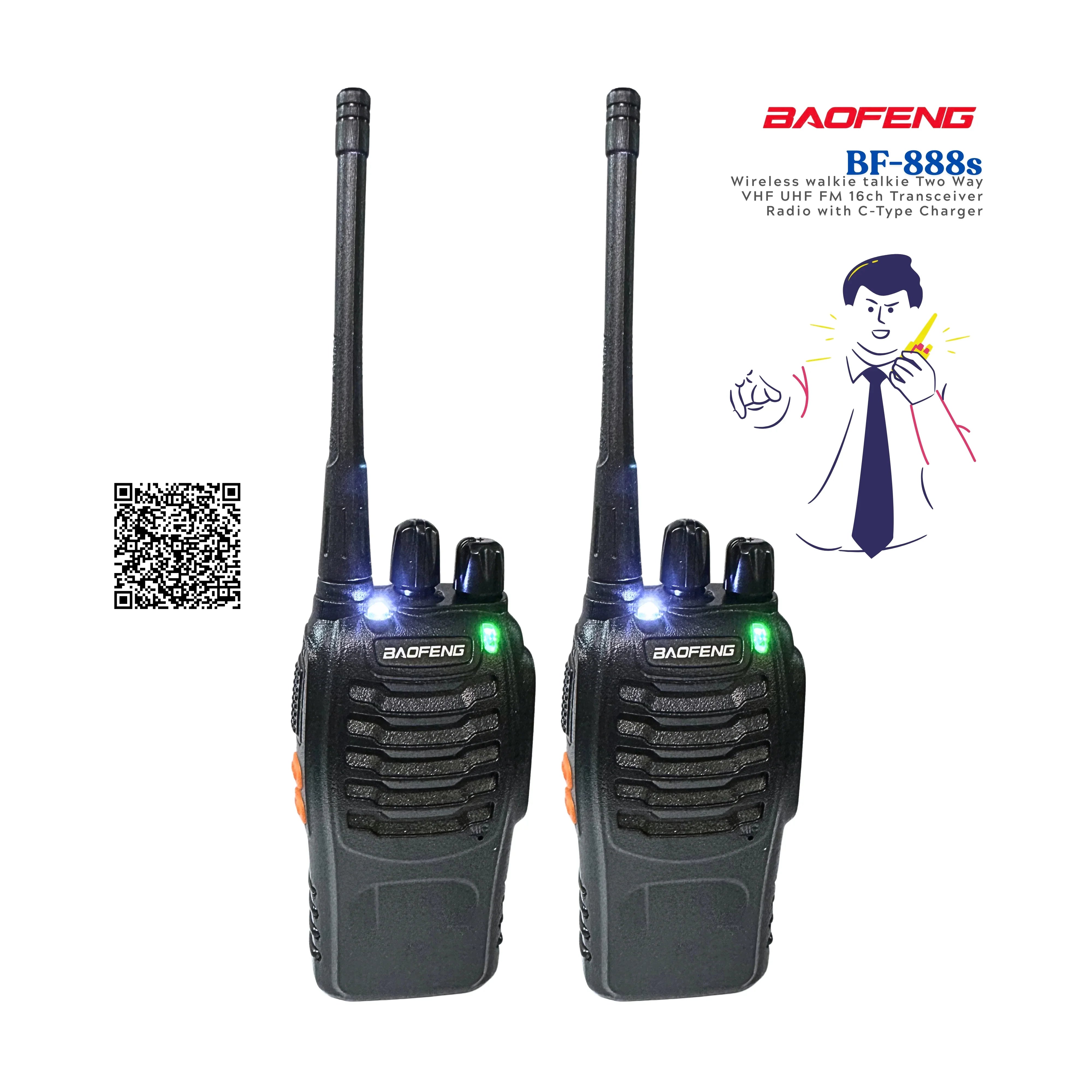 Two Baofeng BF-888s wireless two-way walkie talkies with antennas and ...